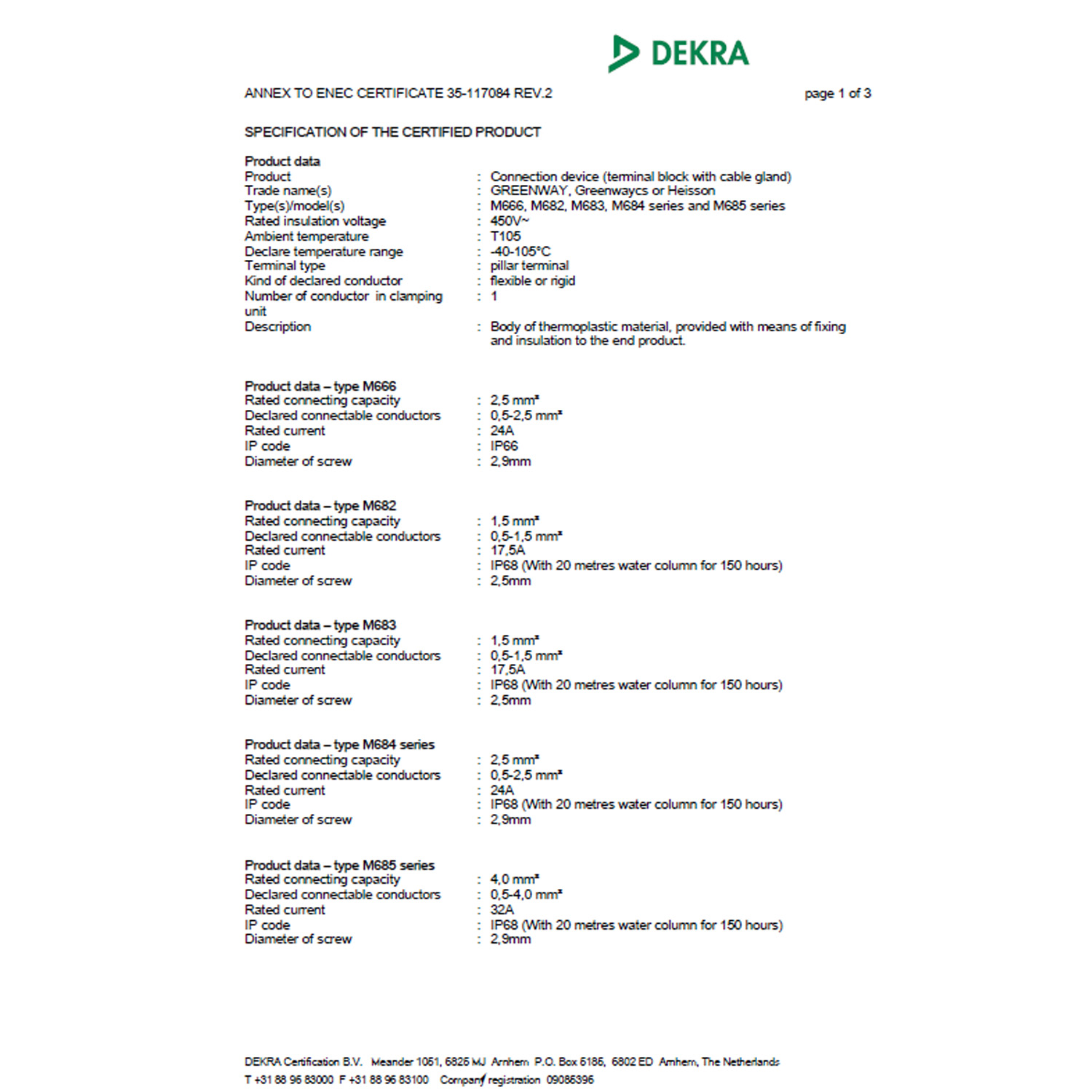 Роз'єм герметичний конектор проводу m682-c 3pinх1.5мм² 2хм16 (3-9 мм ...
